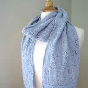 Powder Blue Snowflake Scarf Hand Knit Wool Alpaca Angora - Etsy