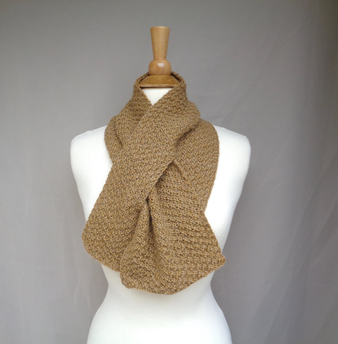 Alpaca Wool Blend Keyhole Scarf, Camel Gold, Pull Through Neck Warmer ...