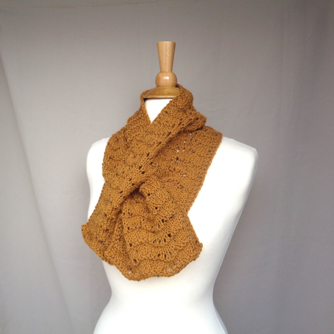 Pull Through Scarf Dark Gold Tweed Keyhole Scarf Neck - Etsy