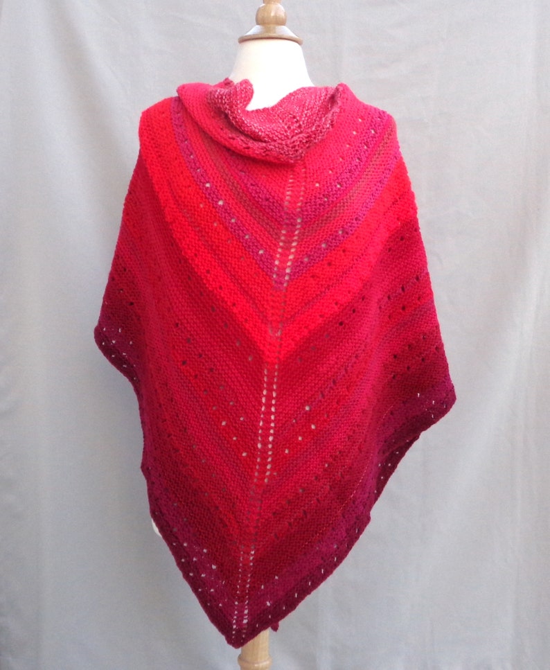 Bright Red Shawl With Gradient Ombre Design, Hand Knit Extra Large ...