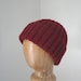 XL Mens Hat, BURGUNDY RED, Hand Knit, 100% Wool, Beanie Hat, Watch Cap ...