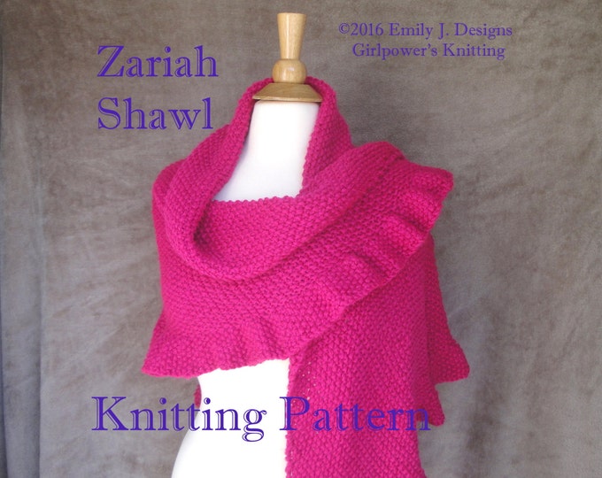 Ruffle Edge Shawl Knitting Pattern Easy Knit Shawl Worsted - Etsy