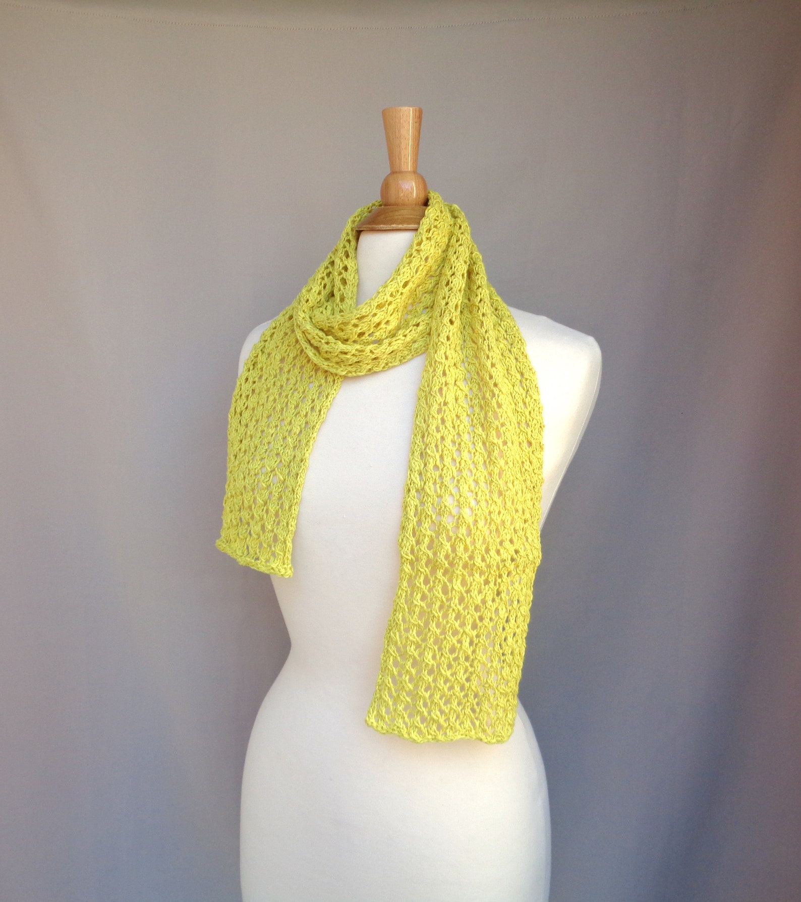 Bright Yellow Scarf Airy Lace Design Cotton Linen Hand - Etsy