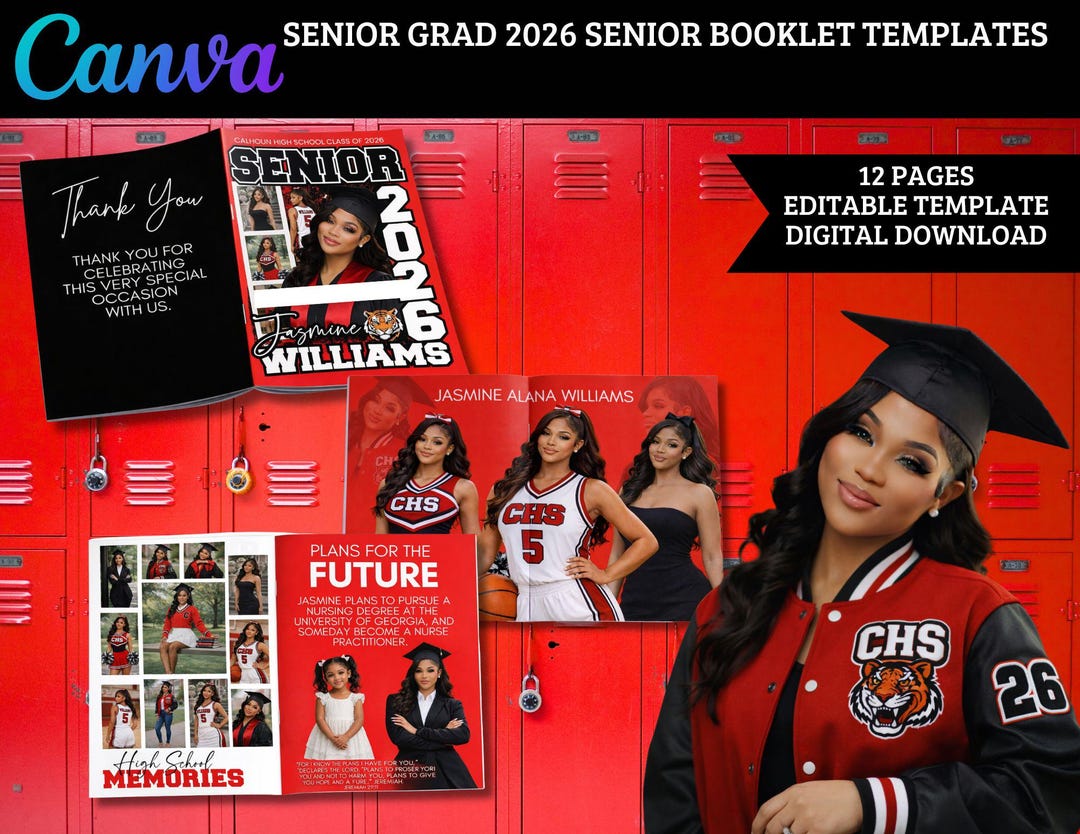 Senior Booklet Template 2026 Canva | Graduation Booklet Template ...