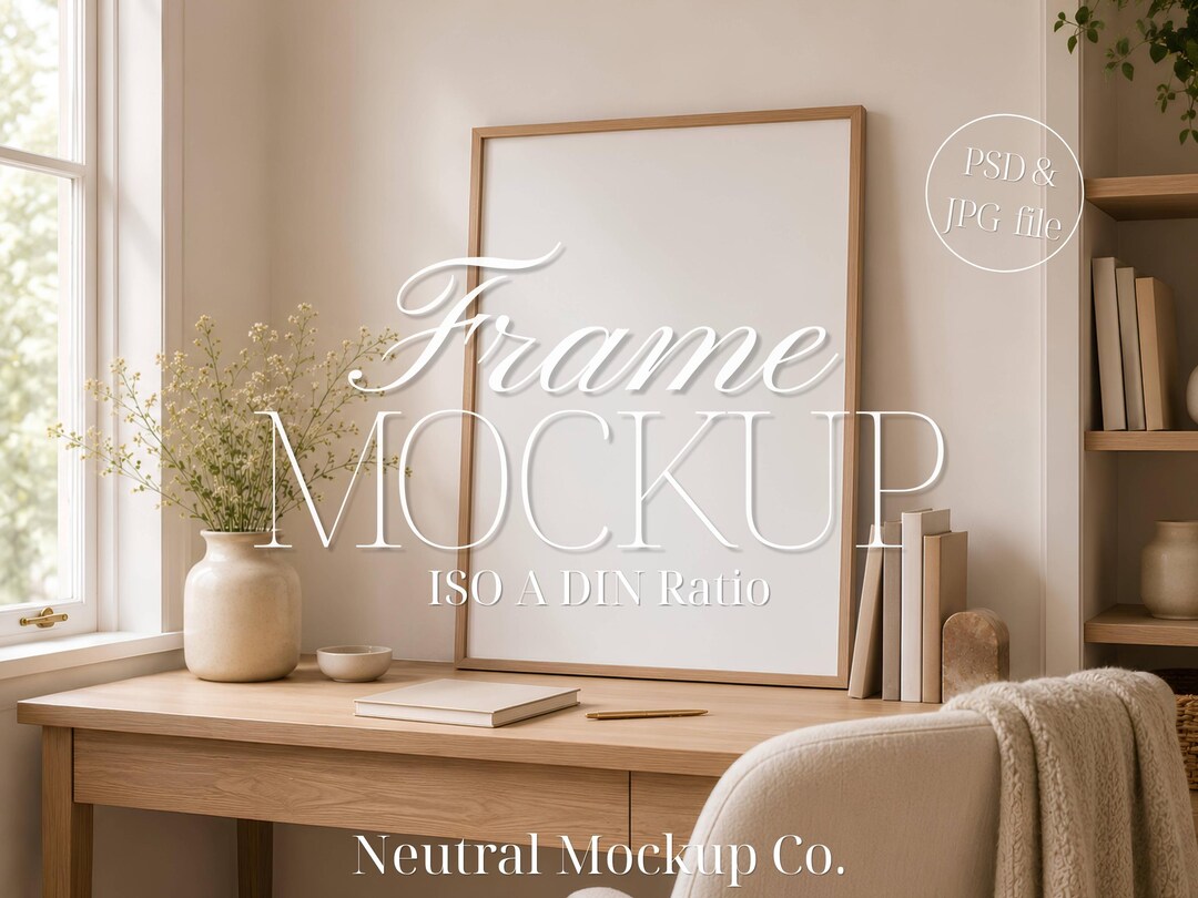 A2 Frame Mockup PSD, Large Frame Mockup A2, Home Office Wall Art Mockup ...