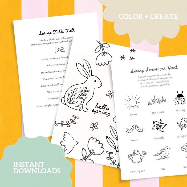 Spring Kids Activity Printable Bundle | Easter Table Activities ...