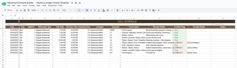 Rehearsal Schedule Builder – Theatre Production Schedule & Call Sheet ...