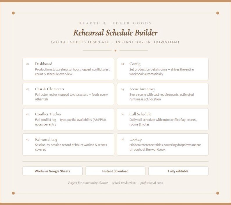 Rehearsal Schedule Builder – Theatre Production Schedule & Call Sheet ...