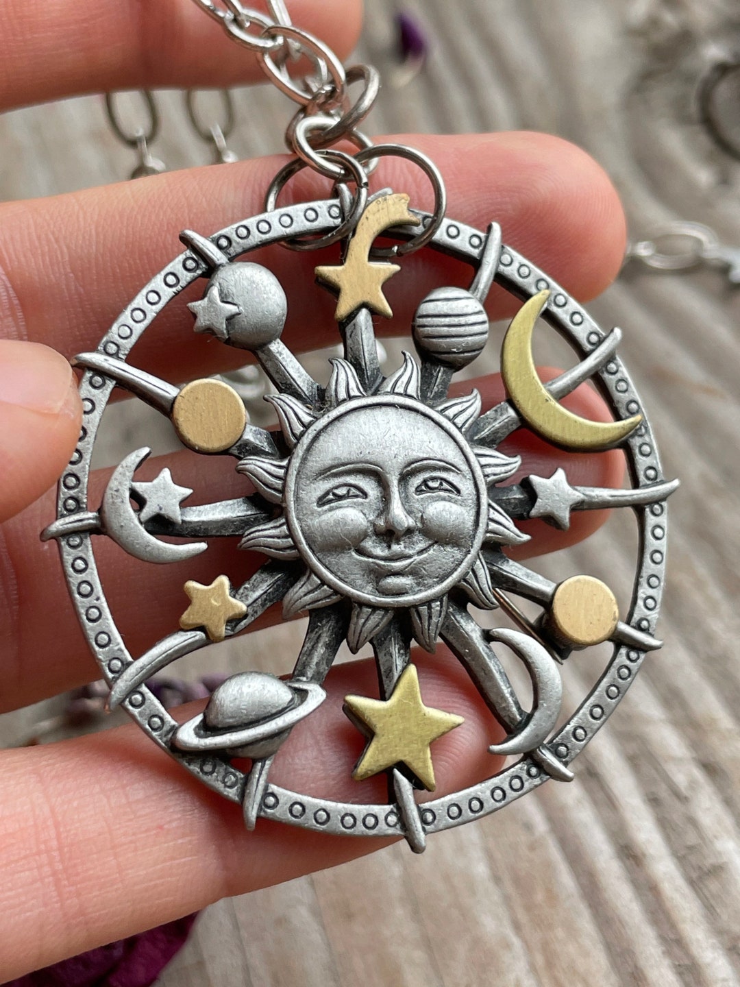 Sun Celestial Necklace 70s Vintage Chain Jonette Jewelry - Etsy