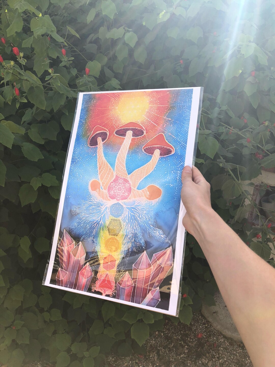 Psychedelic Mushroom Art Crystal Chakra Painting Print Original Artwork ...