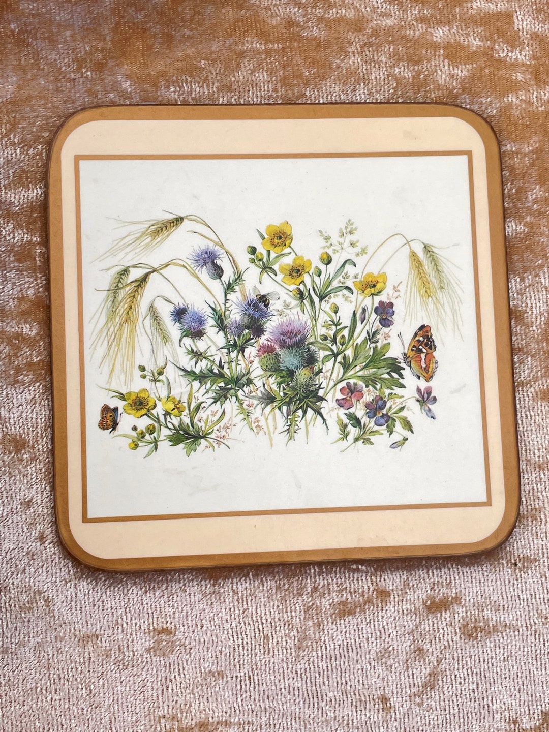 Butterfly Coasters Botanical Flowers Spring Vintage 60s - Etsy