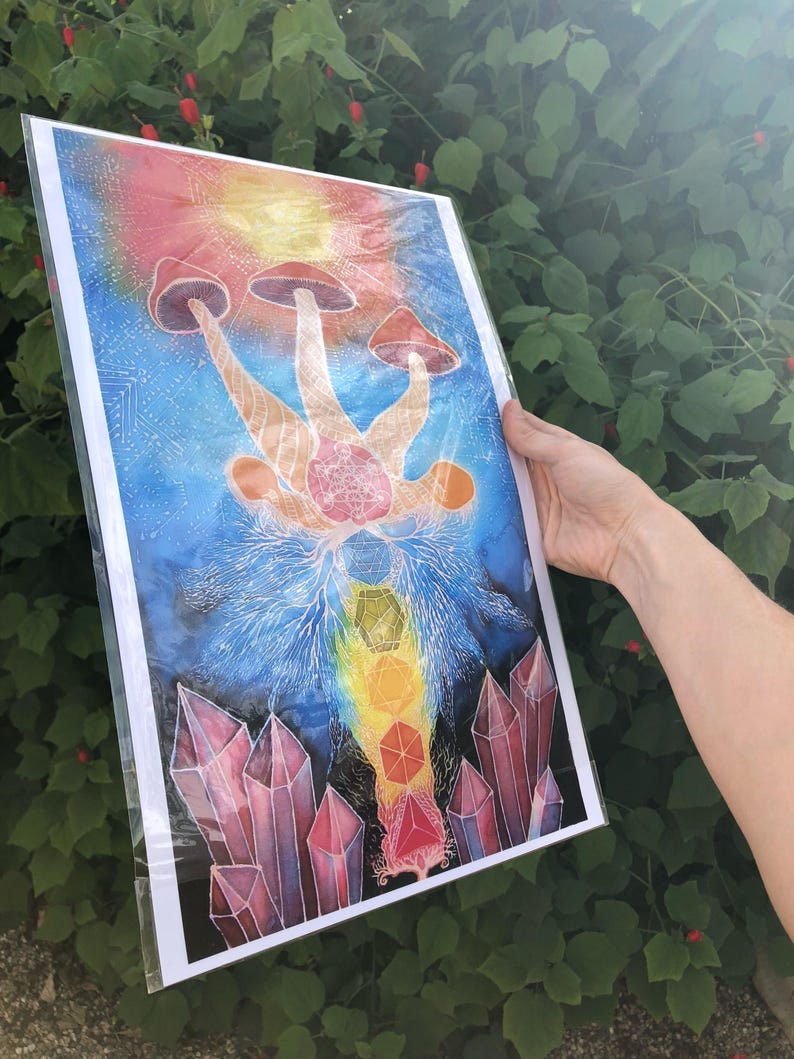Psychedelic Mushroom Art Crystal Chakra Painting Print - Etsy