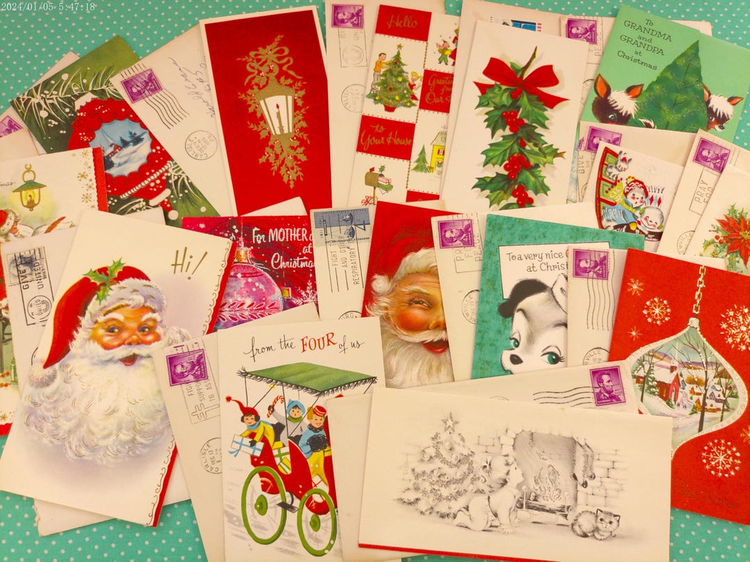 15 Vintage Used Christmas Cards With Handwritten Envelopes - Etsy