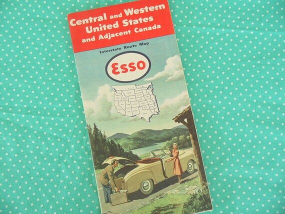 Vintage Esso Map Central and Western United States and - Etsy