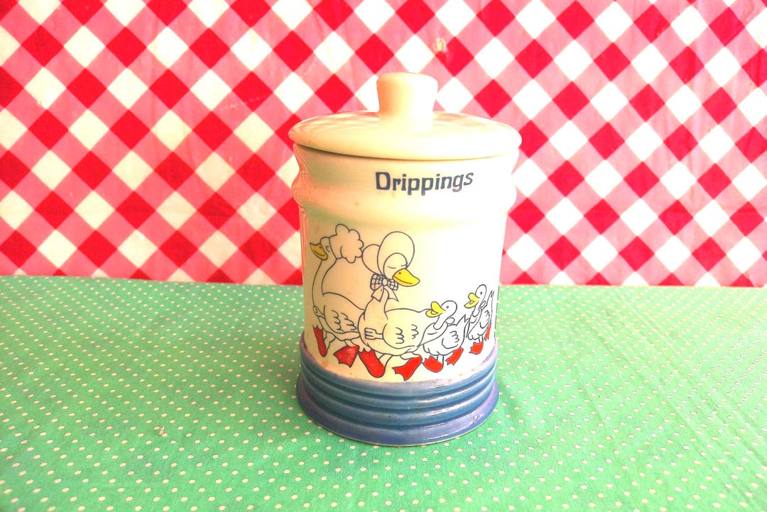 Vintage Ceramic Drippings Jar With Lid - Etsy