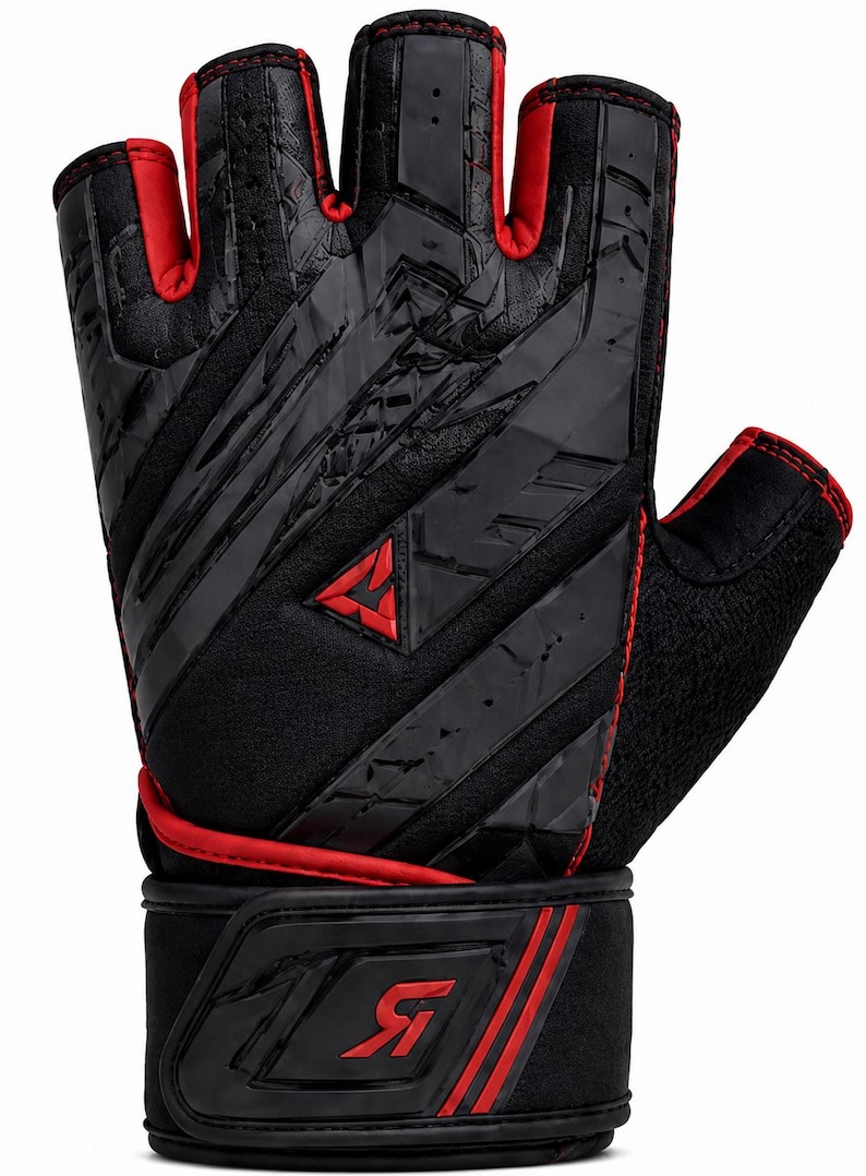 Black Red Tactical Fingerless Gloves | Weightlifting Fitness Training ...