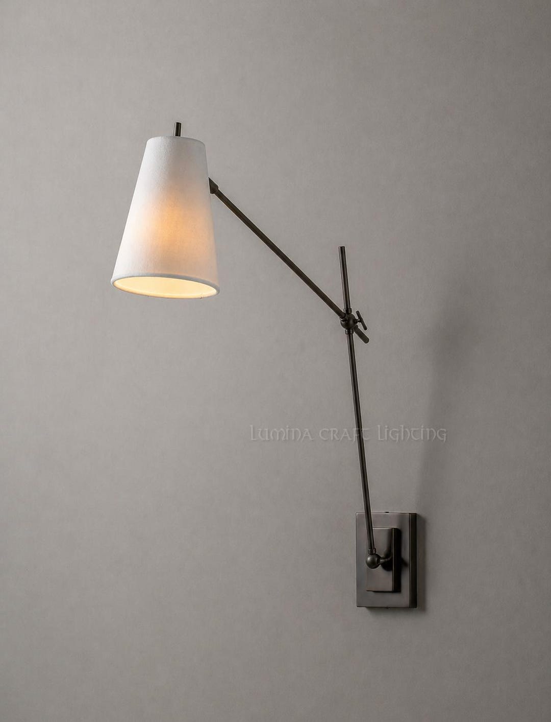 Mid-century Adjustable Italian Brass Fabric Wall Sconce Directional ...