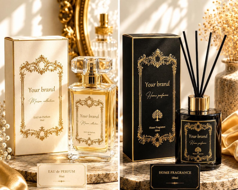 Luxury Perfume Label Template Canva Editable | Perfume Packaging Design ...