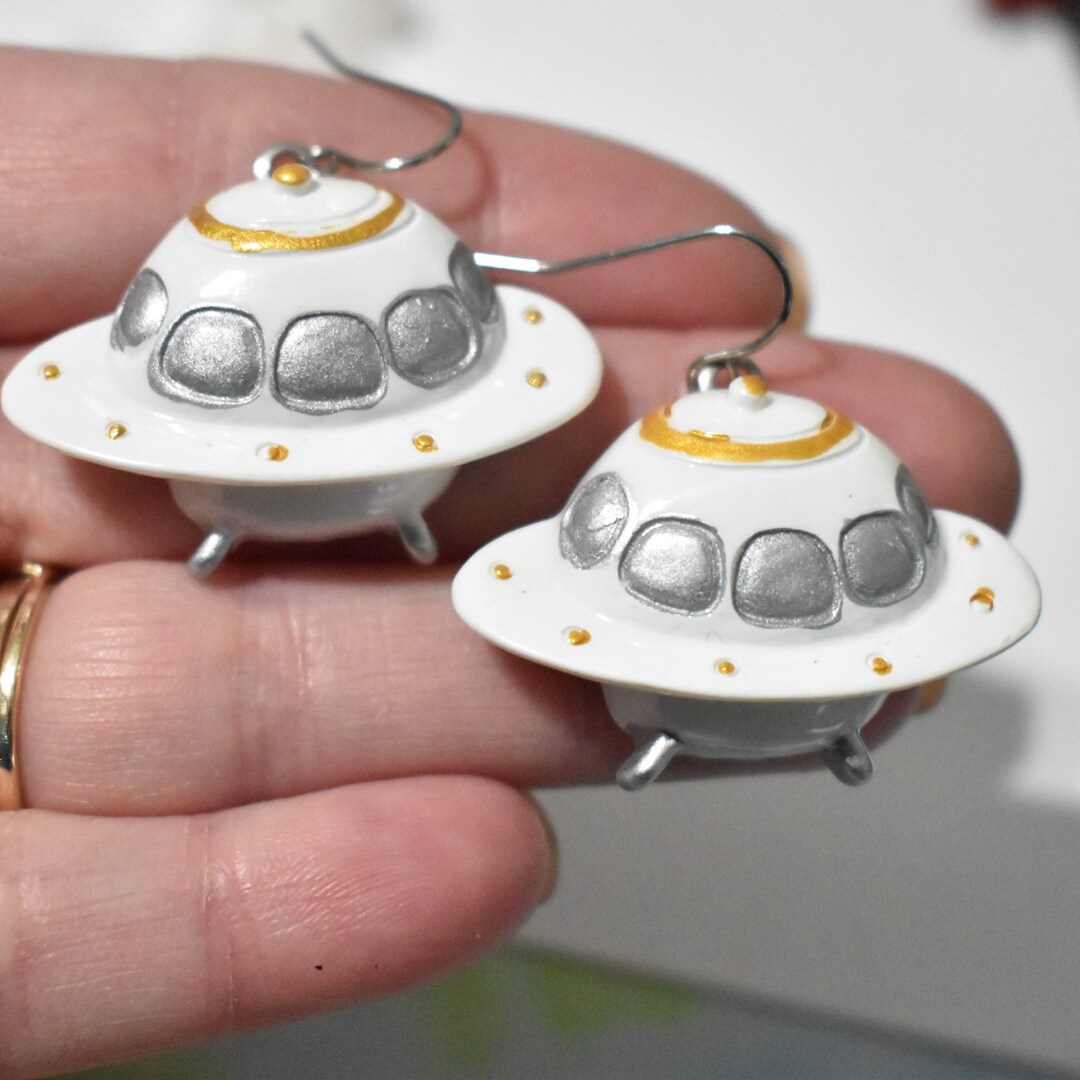 UFO Earrings, UFO Jewelry, Spaceship Earrings, Astronaut Earrings ...