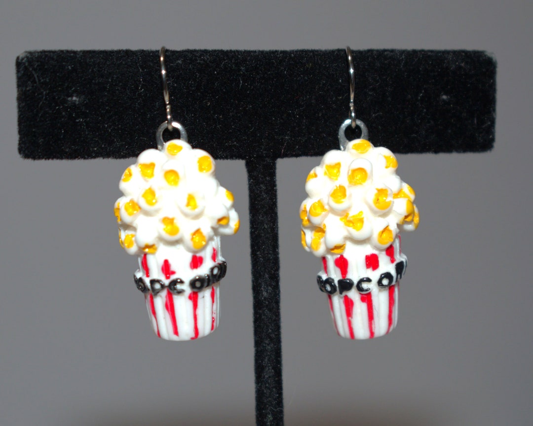 Popcorn Earrings, Snack Earrings, Food Earrings, Movie Earrings ...