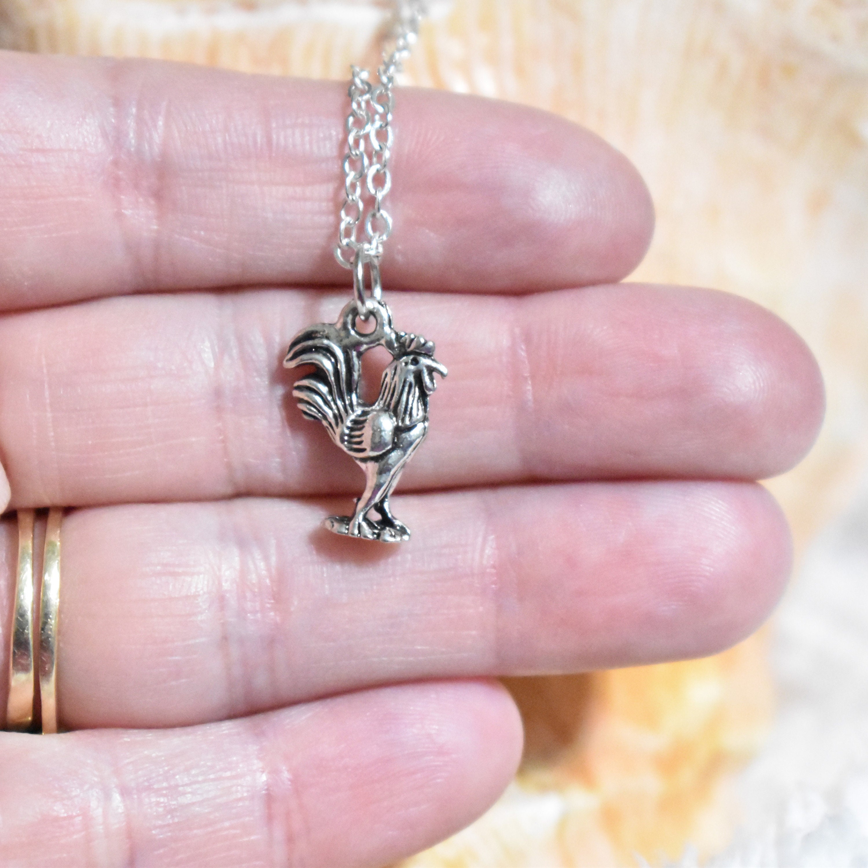 Rooster Necklace Rooster Charm Necklace Animal Necklace | Etsy