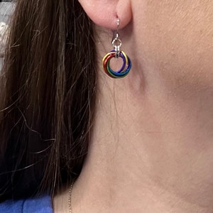 Round Rainbow Earrings, Rainbow Jump Ring Earrings, Rainbow Chainmaille ...