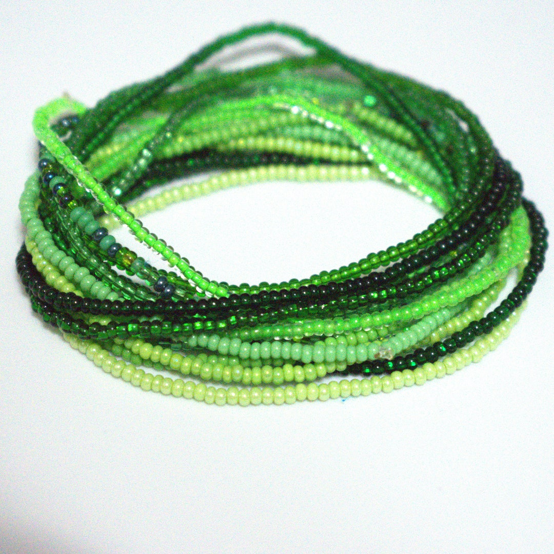 Custom Green Bracelets, 11/0 Seed Bead Bracelets, Seed Bead Stretch ...