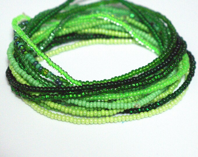 Green Gold Seed Bead Bracelet, Beaded Bracelet, Stretch Bracelet ...