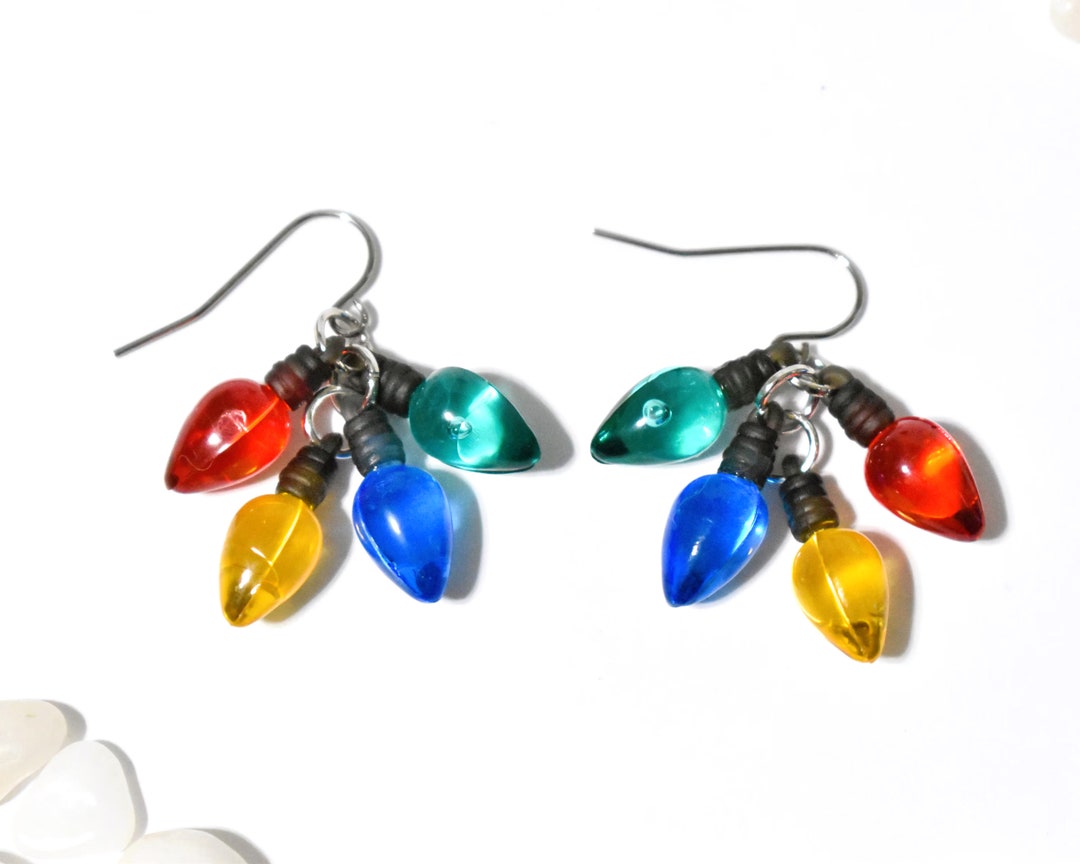 Christmas Light Bulb Earrings, Christmas Tree Lights Earrings ...