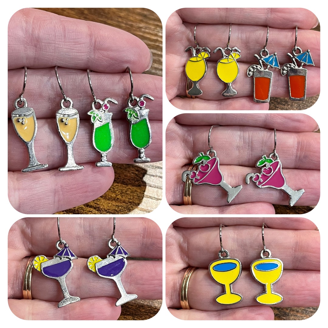Alcohol Earrings, Wine Earrings, Cocktail Earrings, Wine Glass Earrings ...