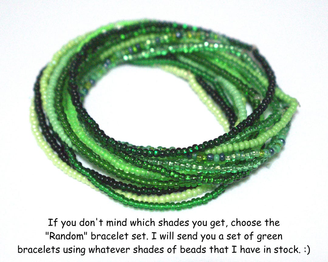 Custom Green Bracelets - 11/0 Seed Bead Stretch Bracelets - Perfect for ...