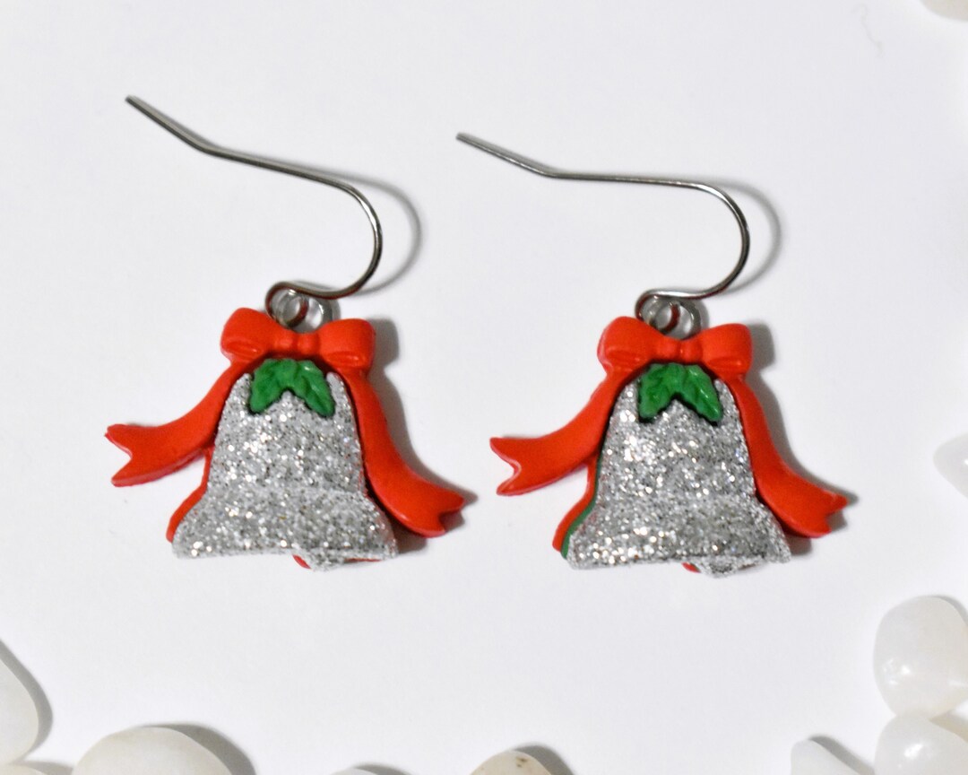 Silver Bell Earrings Christmas Bell Earrings Christmas - Etsy