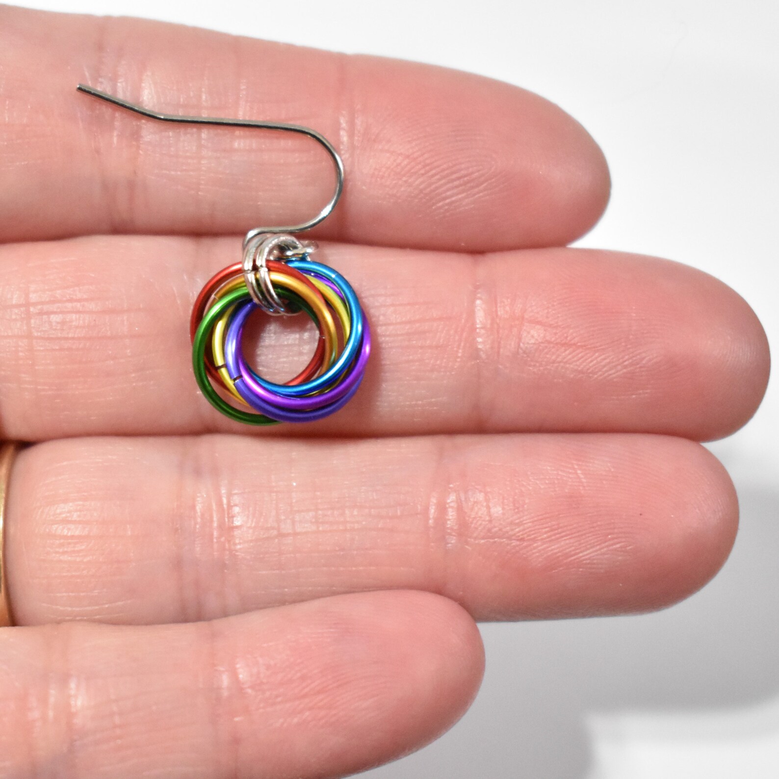 Round Rainbow Earrings, Rainbow Jump Ring Earrings, Rainbow Chainmaille ...