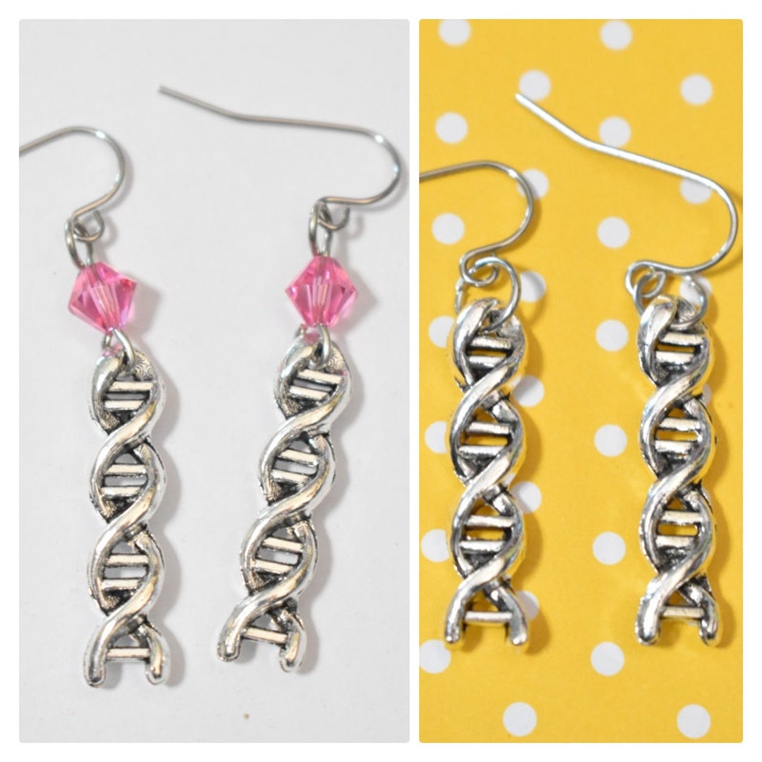 DNA Double Helix Charm Earrings, Double Helix Earrings, Science ...