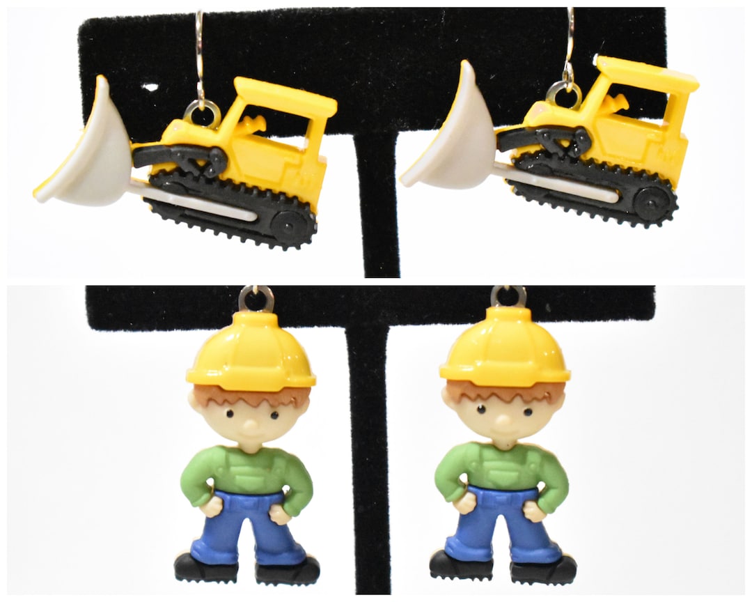 Construction Earrings, Construction Worker Earrings, Bulldozer Earrings ...