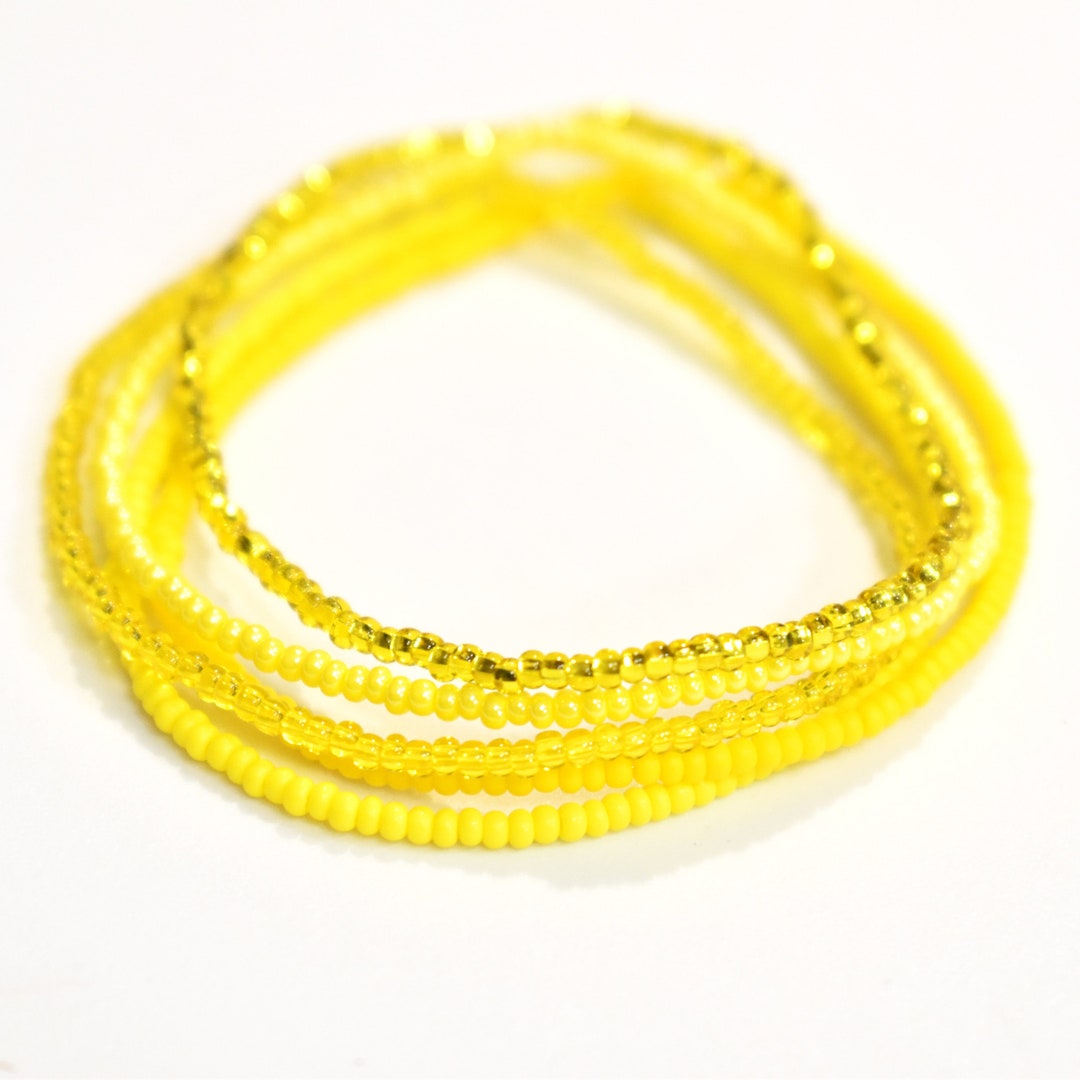 Yellow Bracelet Set, Seed Bead Bracelets, 11/0 Seed Bead Stretch ...