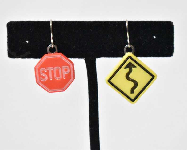 Road Sign Earrings Stop Sign Earrings Transportation - Etsy