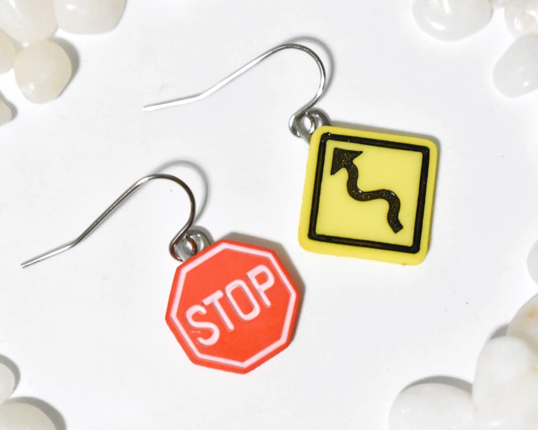 Road Sign Earrings, Stop Sign Earrings, Transportation Earrings ...