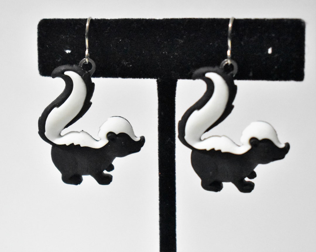 Skunk Charm Earrings, Black & White Skunk Earrings, Forest Animal ...