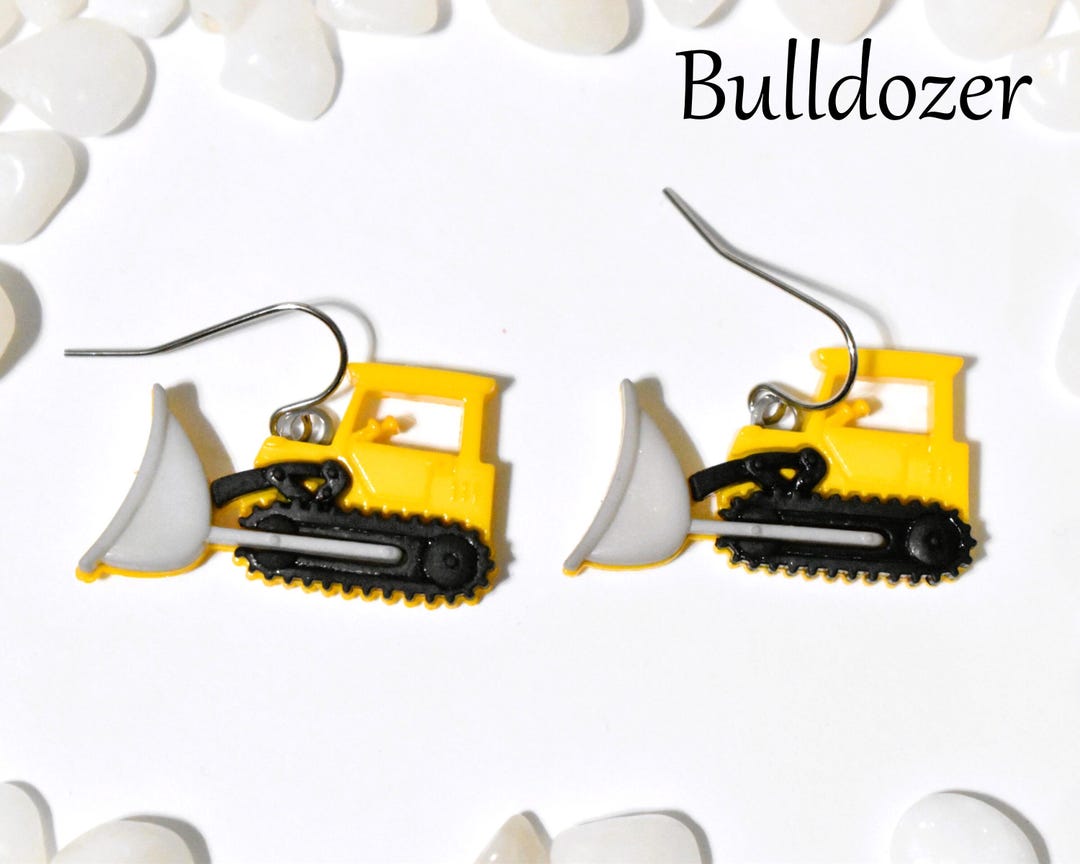 Construction Earrings, Construction Worker Earrings, Bulldozer Earrings ...