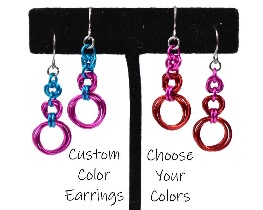Custom Color Earrings, You Pick 2 Colors, Personalized Earrings, Custom ...