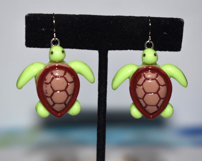 Green Sea Turtle Earrings, Sea Turtle Jewelry, Ocean Earrings, Animal ...