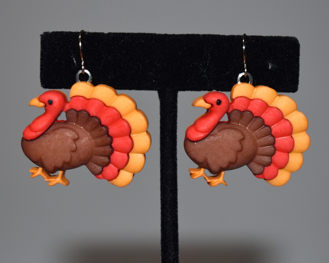 Brown Turkey Earrings, Thanksgiving Earrings, Fall Earrings, Autumn ...