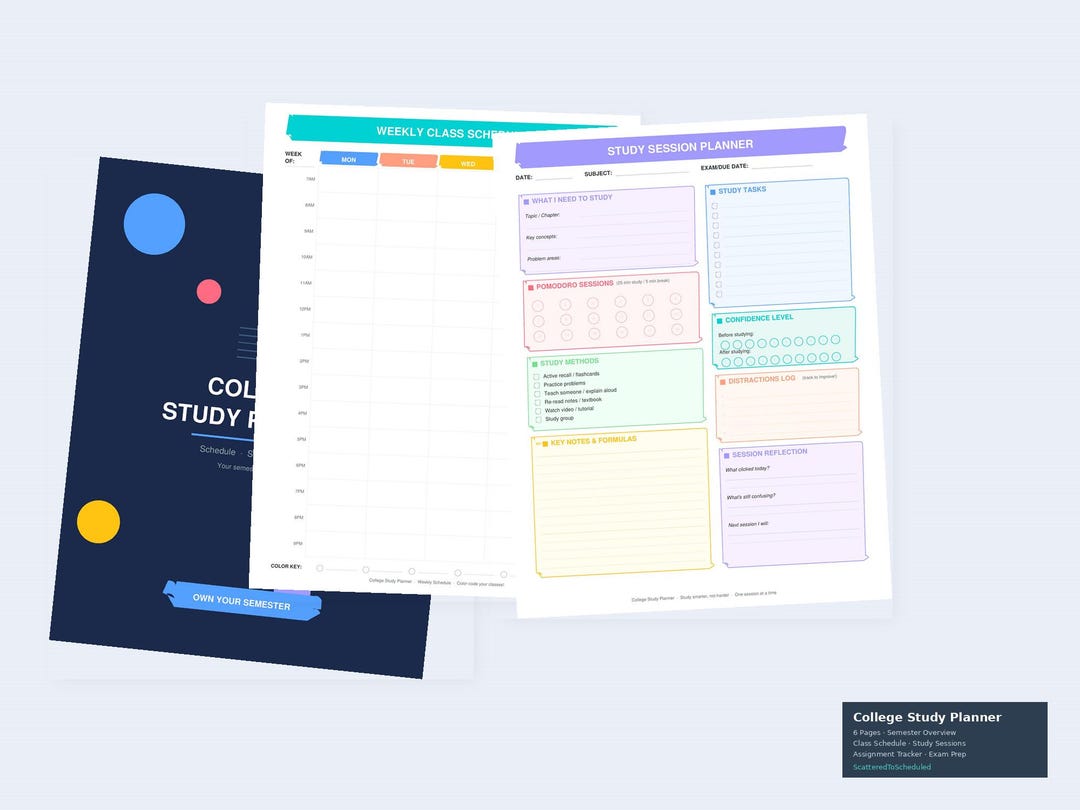College Study Planner Printable | Student Planner PDF | Pomodoro ...