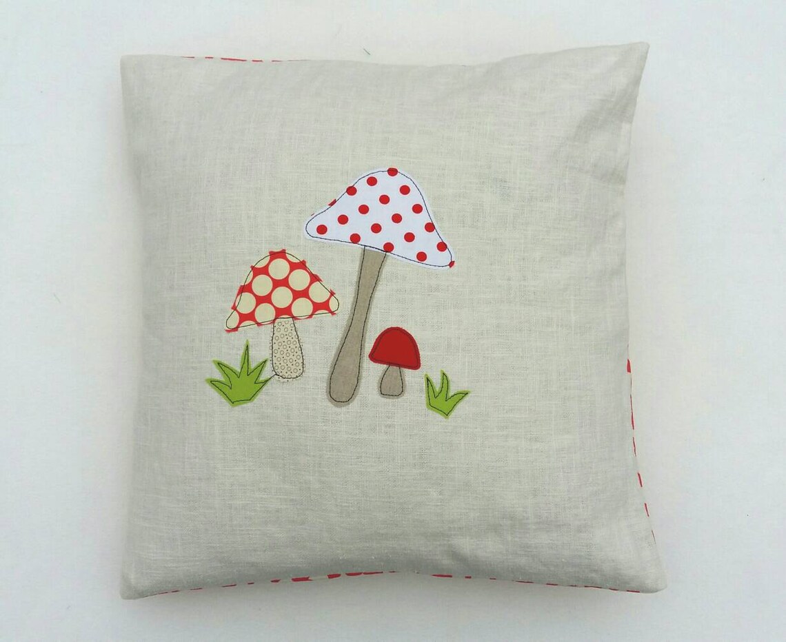 Toadstool Cushion Cover Mushrooms Red and White Free - Etsy