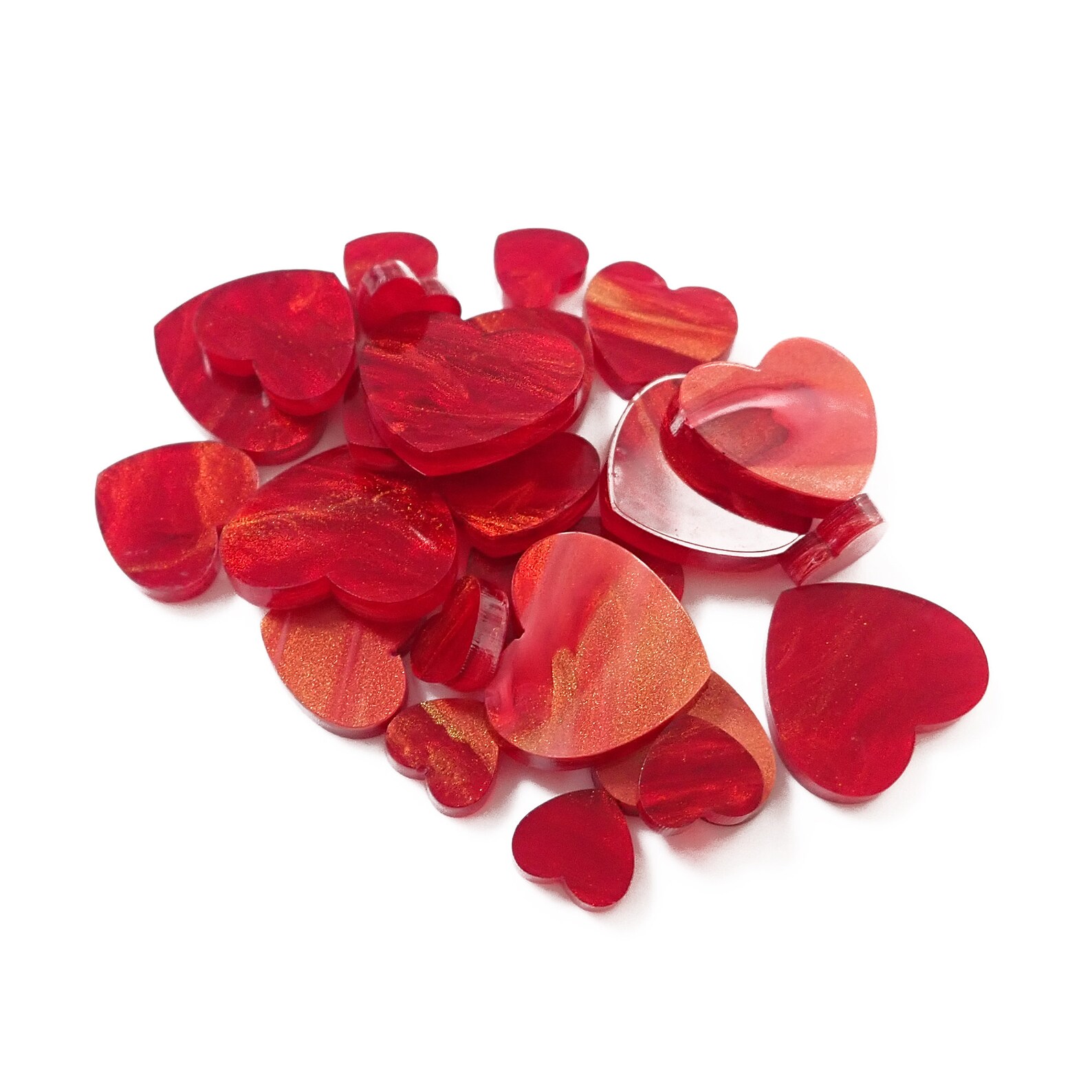 Rothko and Frost Inky Red Pearl Acrylic Jewellery Making Heart Shapes ...