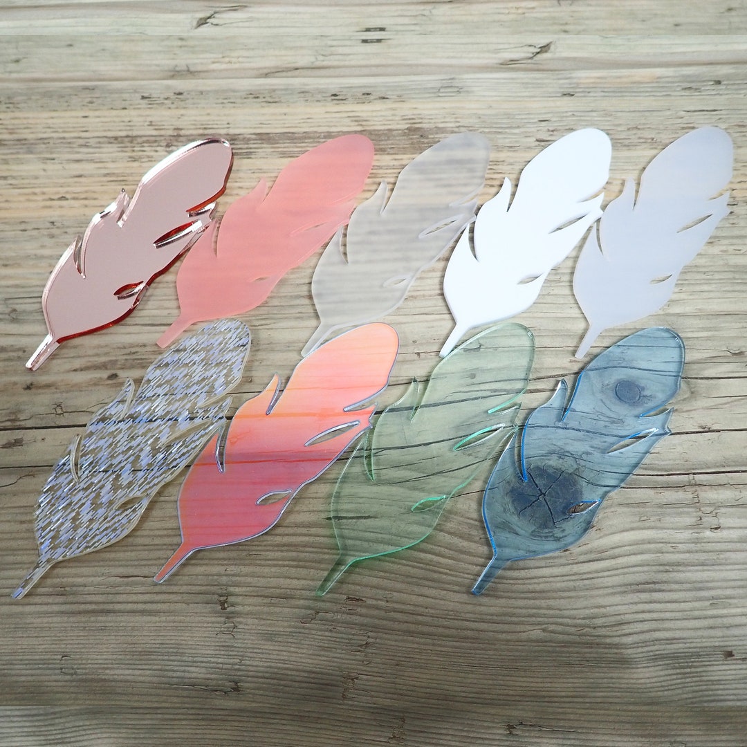 Incudo Acrylic Feather Decoration by Incudo, 100mm (style 3) Pack of 4 ...