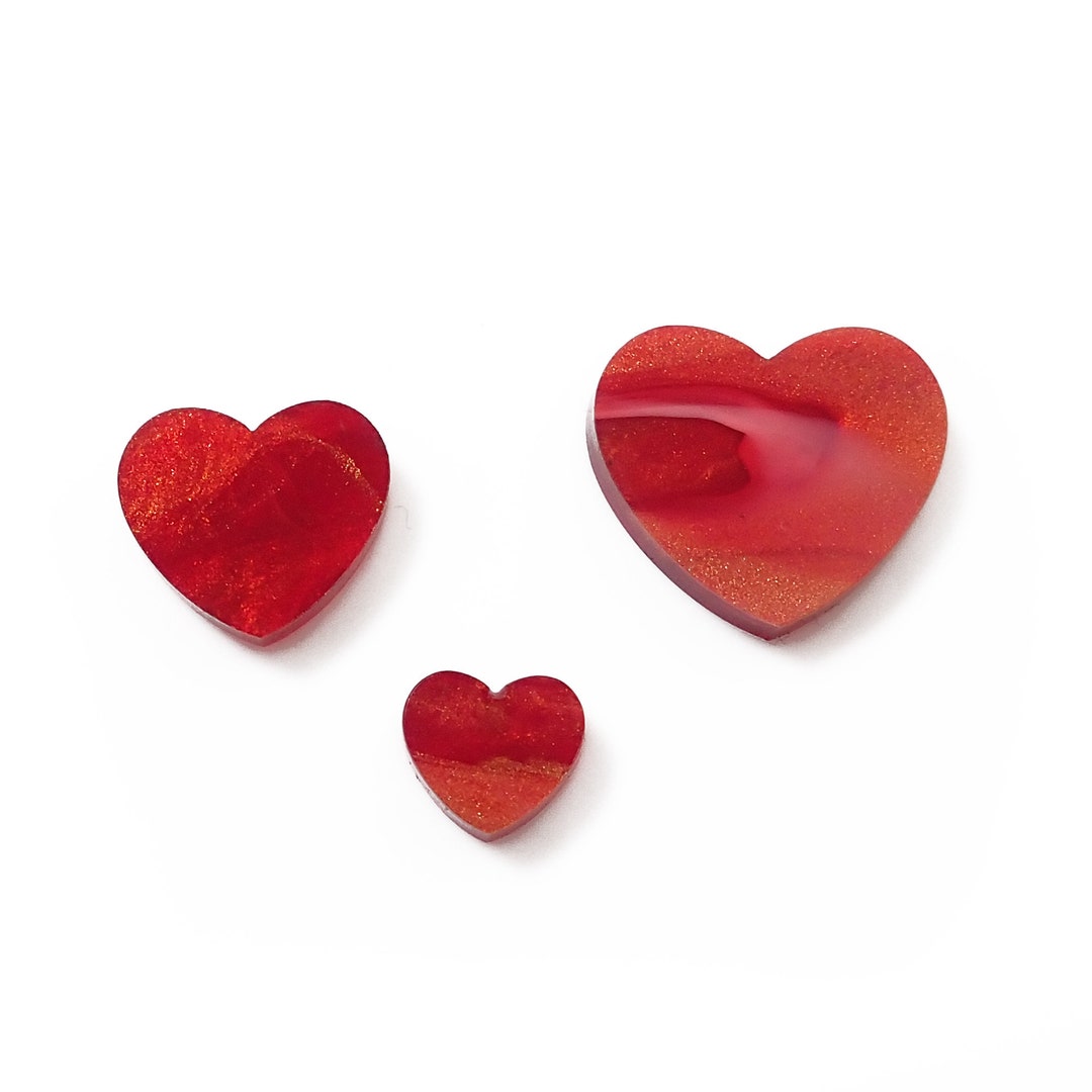 Rothko and Frost Inky Red Pearl Acrylic Jewellery Making Heart Shapes ...