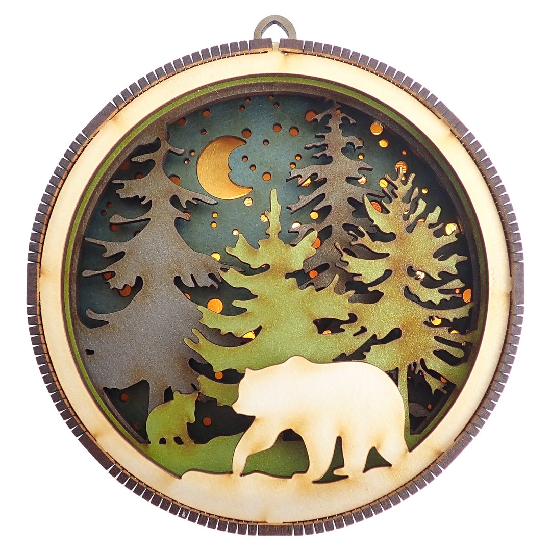 Hurley & Smyth Backlit 3D Polar Bear Scene Christmas Ornament (small ...