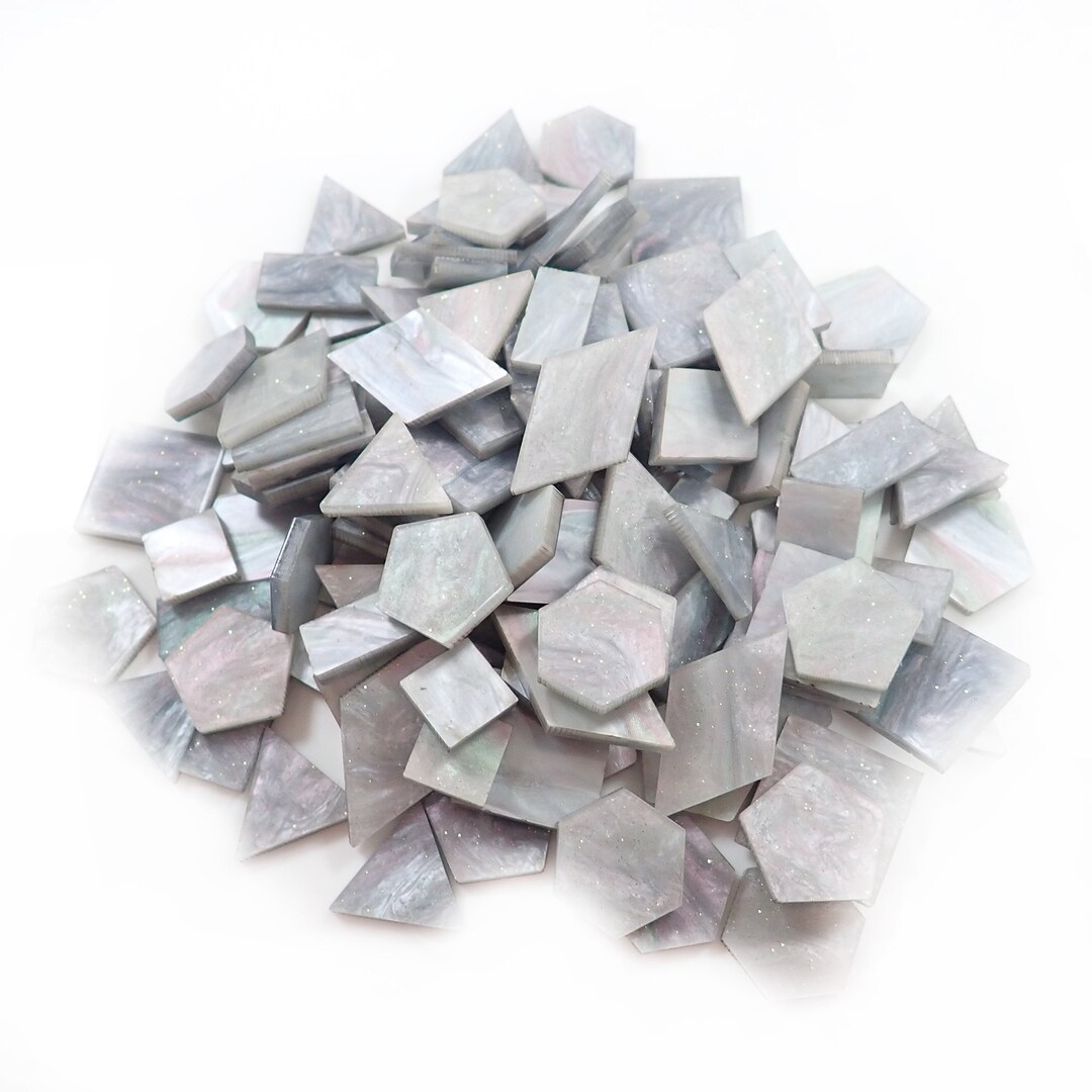 Mixed Light Grey Glittering Pearl Acrylic Mosaic Tiles, 12-30mm (pack ...